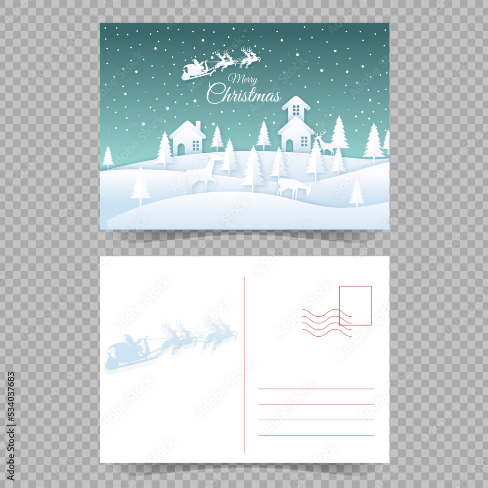 Vector merry christmas postcard template. Greetings card merry ...