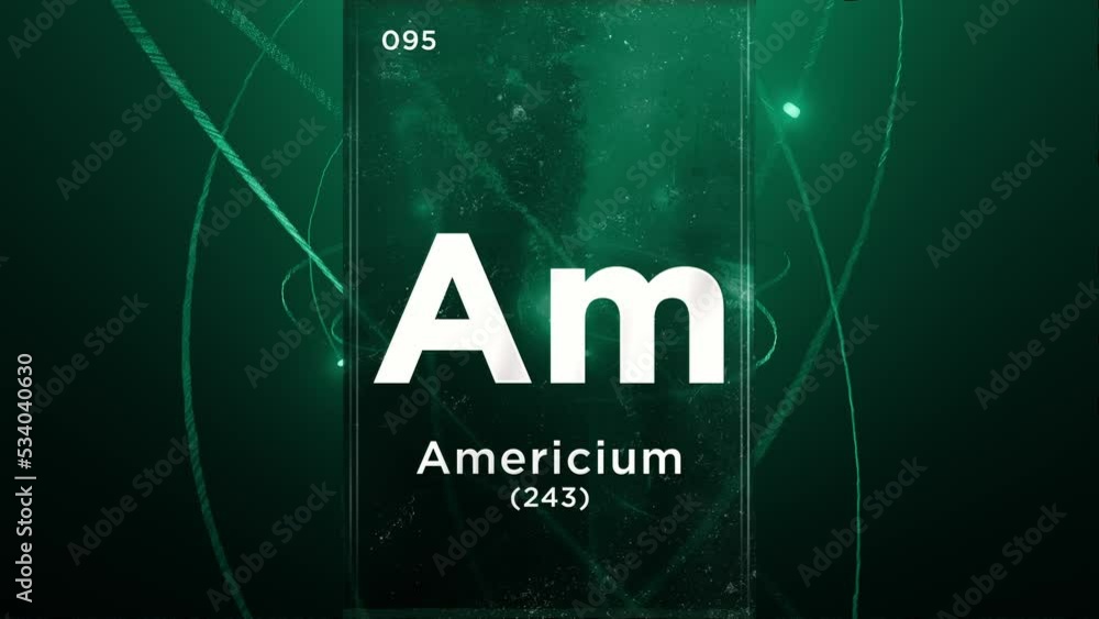 Americium (Am) symbol chemical element of the periodic table, 3D ...