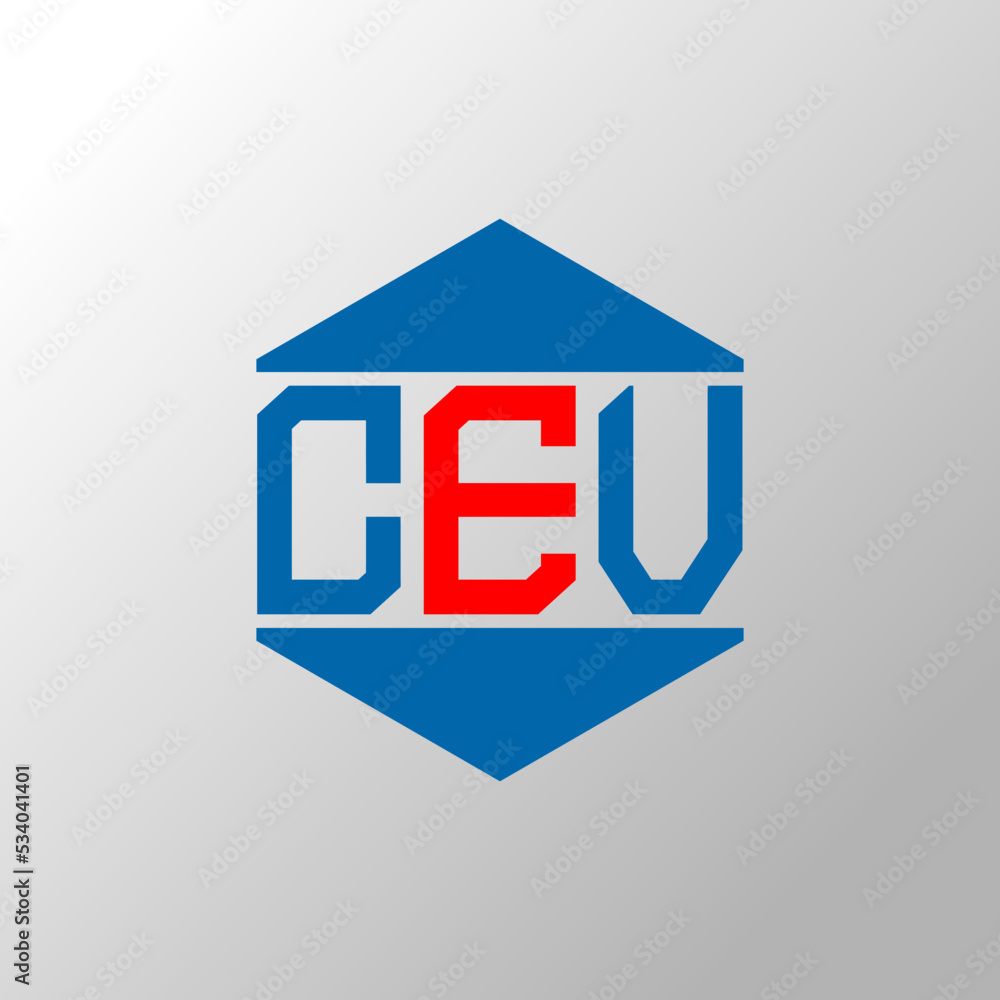 CEV hexagon vector logo template on white background. CEV polygon logo ...