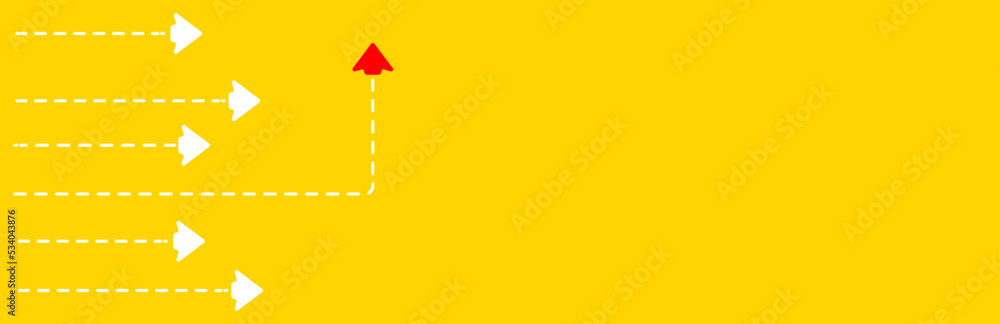 paper arrows. red arrow changing path. Thinking different, Business ...
