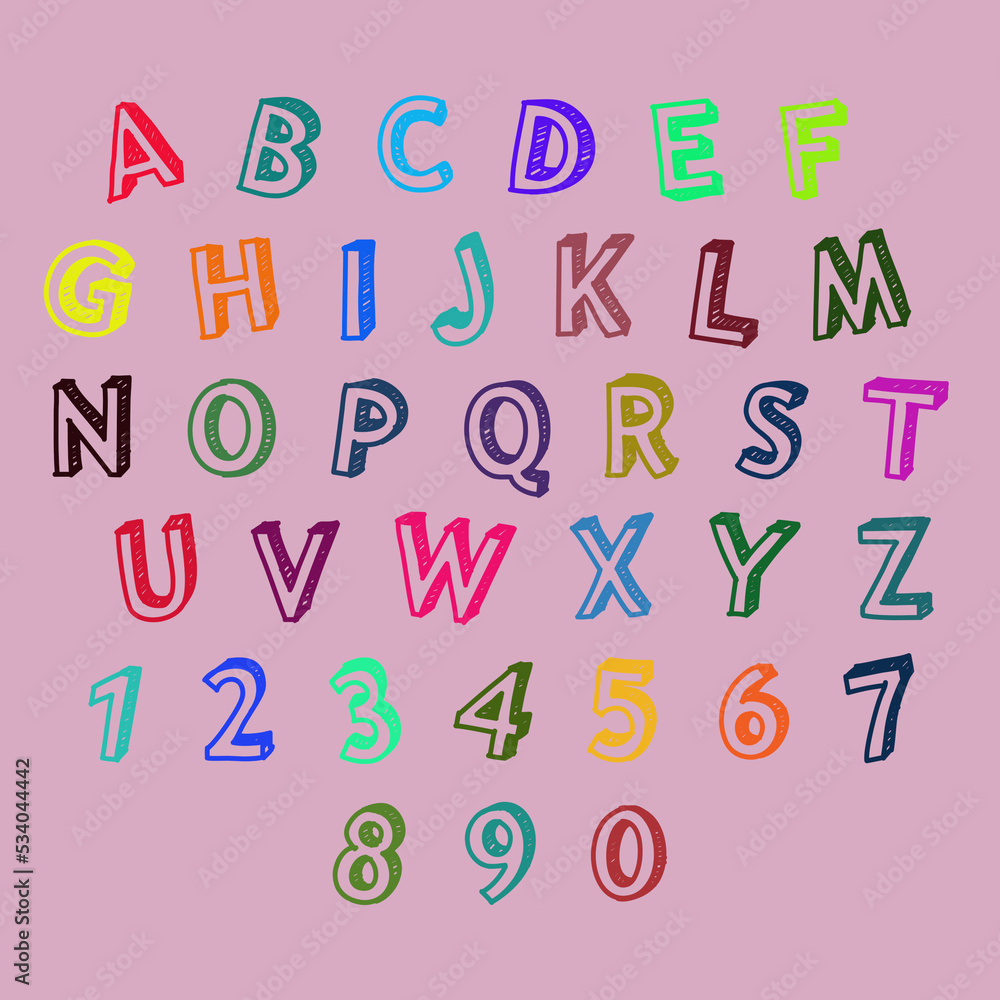 colorful Elegant and classic upper case letters, multi color fonts A-Z ...