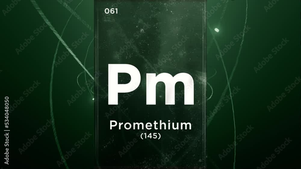 Promethium (Pm) symbol chemical element of the periodic table, 3D ...