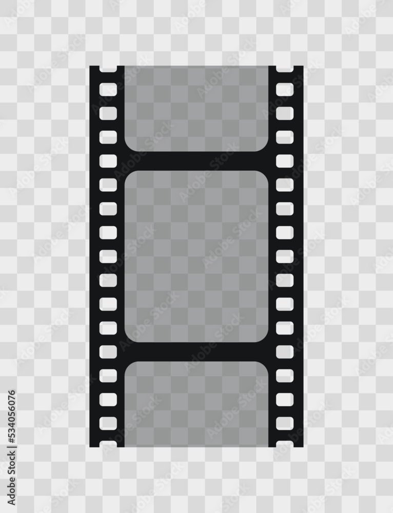 Movie tape with slides on transparent background. Old cinematic ...