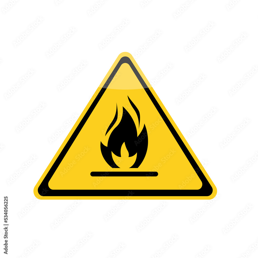 Fire warning sign on a white background. Vector illustration Stock ...