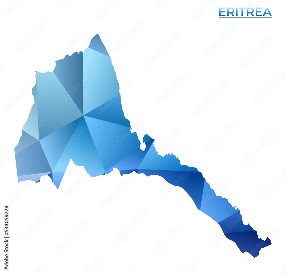 Vector polygonal Eritrea map. Vibrant geometric country in low poly ... Vector polygonal Eritrea map. Vibrant geometric country in low poly ...