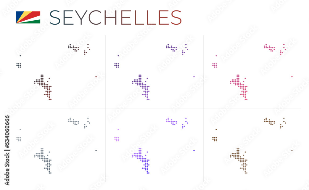 Seychelles dotted map set. Map of Seychelles in dotted style. Borders ...