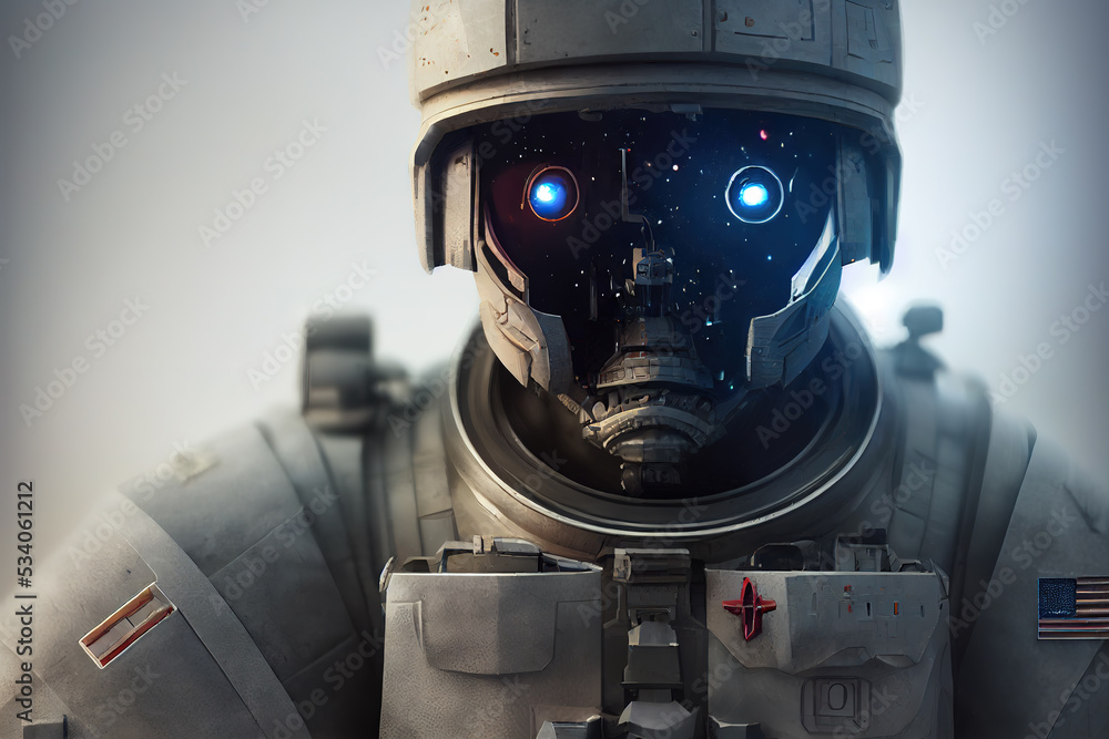 3 D render. Alien warrior, biomechanical creatures, cyborg, robot ...