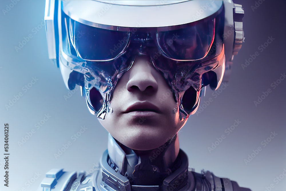 3 D render. Alien warrior, biomechanical creatures, cyborg, robot ...