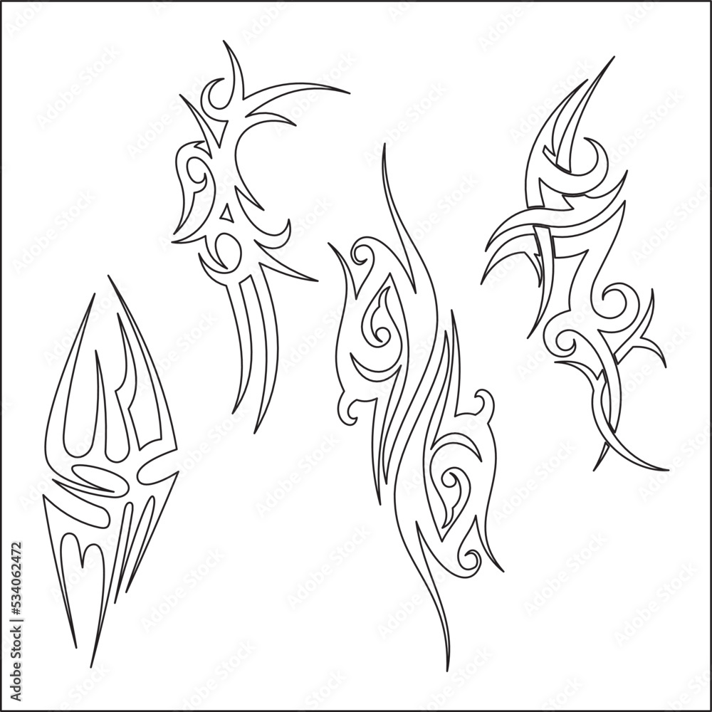 Patterns Of Tribal Tattoo Set Fully Editable Eps 8 Vector Illustration