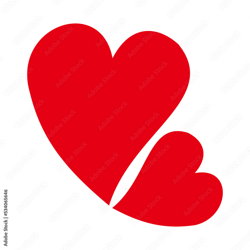 Red heart symbol. Simple flat two hearts icon or logo isolated on white ...