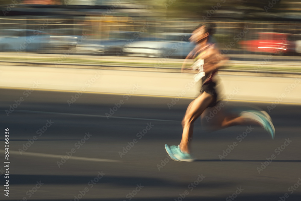 Running man with motion blur in the half marathon are running special ...