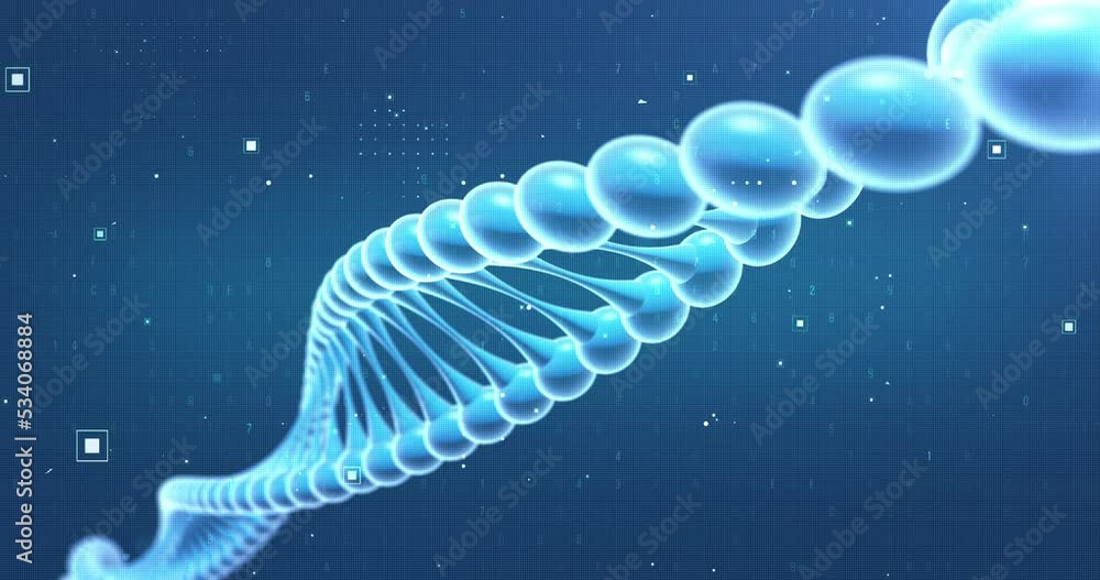 Blue Deoxyribonucleic acid molecule, animation of Double Helix ...