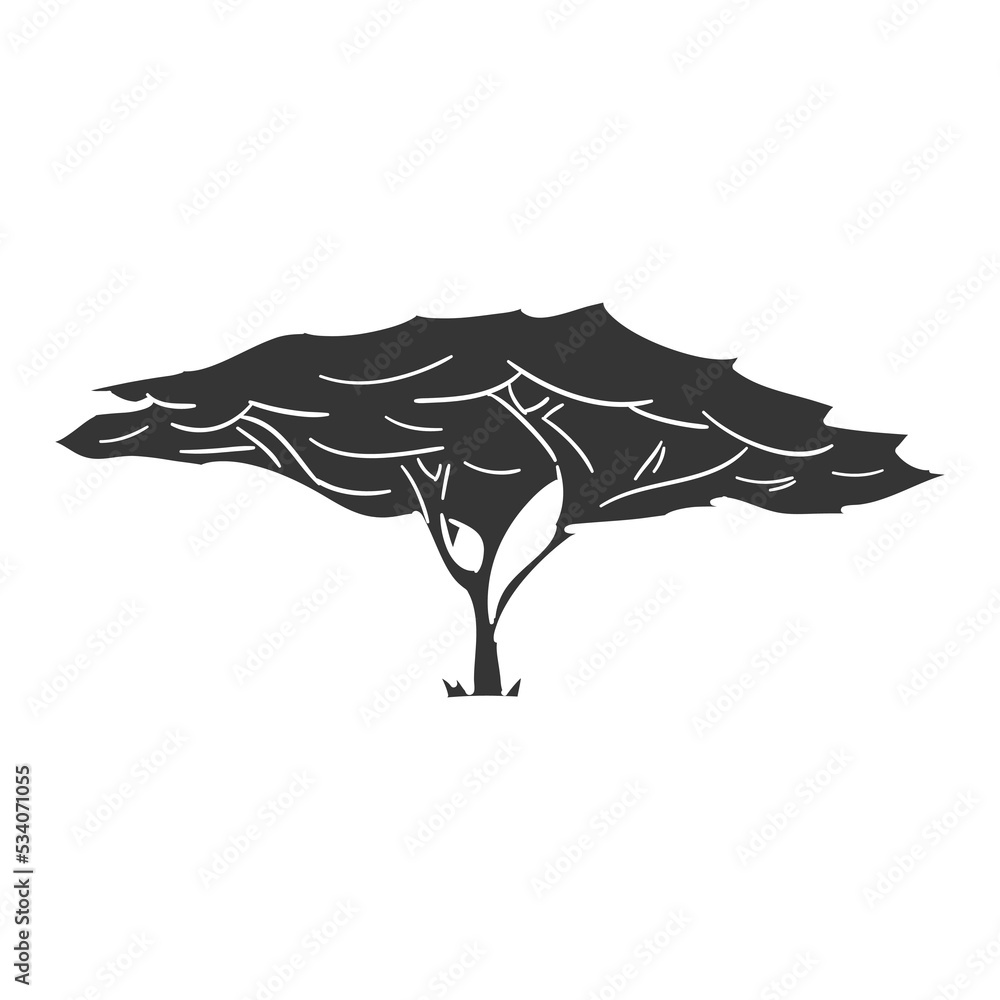 African Tree Icon Silhouette Illustration. Safari Vector Graphic ...