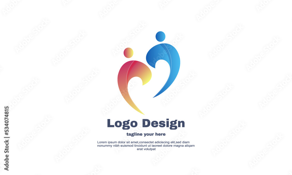 unique heart caring people 3d logo design isolated on Stock Vector ...