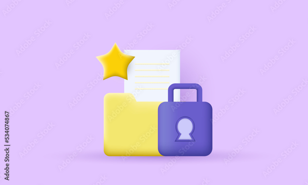 unique realistic cute protected document folder icon 3d isolated on ...