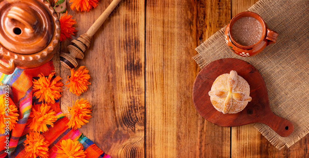 Pan de Muerto. Typical Mexican sweet bread that is consumed in the ...