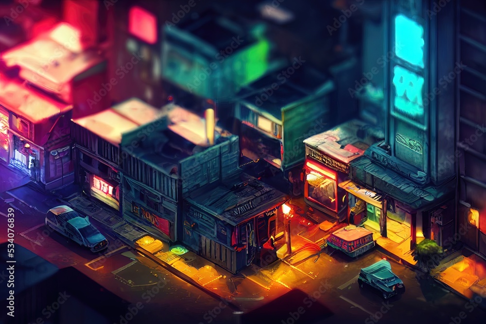 Isometric neon night city. City navigation, street map. Dark streets ...