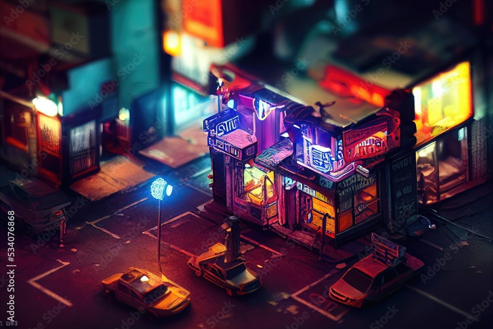 Isometric neon night city. City navigation, street map. Dark streets ...