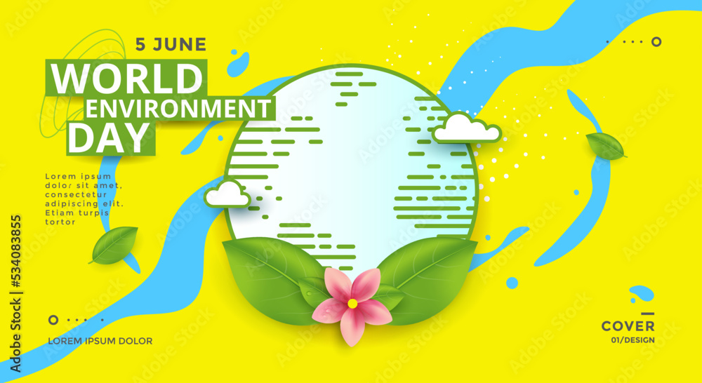 World Environment Day poster design with Earth and leaf. Vector ...