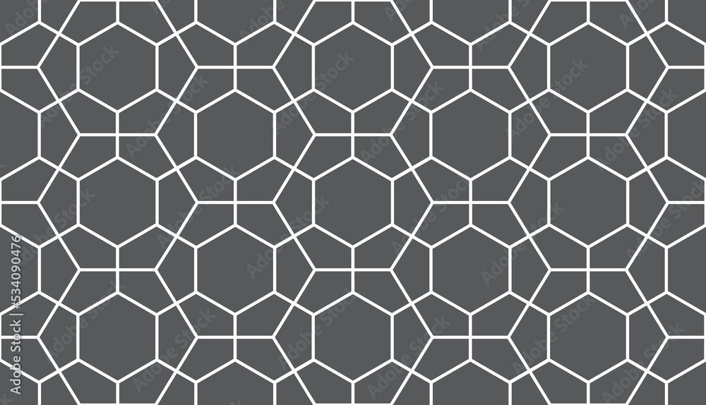 Overlapping large and small hexagons in a contemporary repeat outline ...