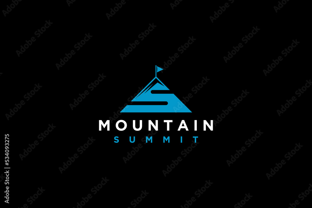 Summit mountain logo design letter S initial icon symbol modern simple ...