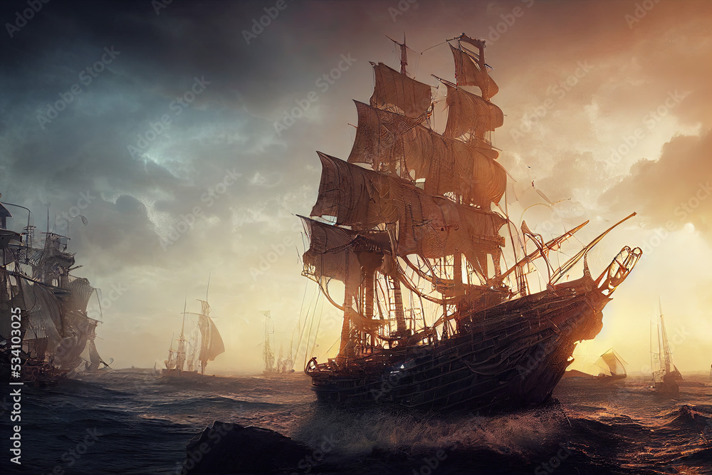 Fantasy Sailing Ship Wallpaper