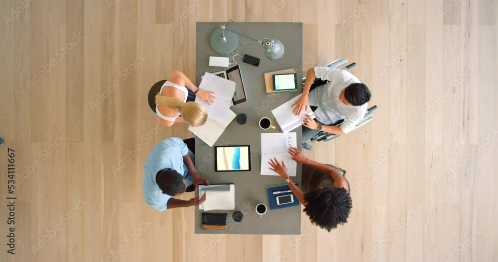 Business meeting, teamwork and collaboration employee on laptop working ...