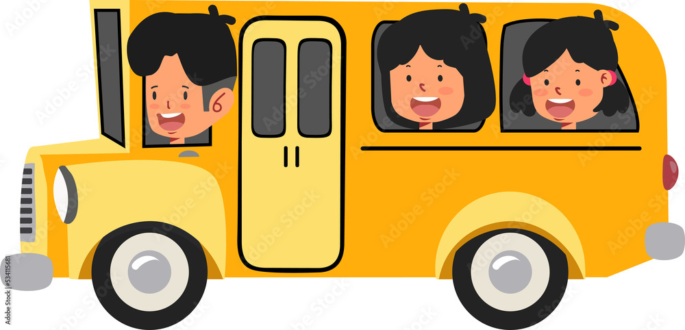 Cartoon school bus and childrens Stock Illustration | Adobe Stock