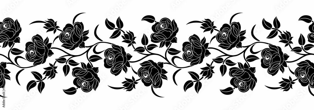 Vector rose flower border design Stock Vector | Adobe Stock