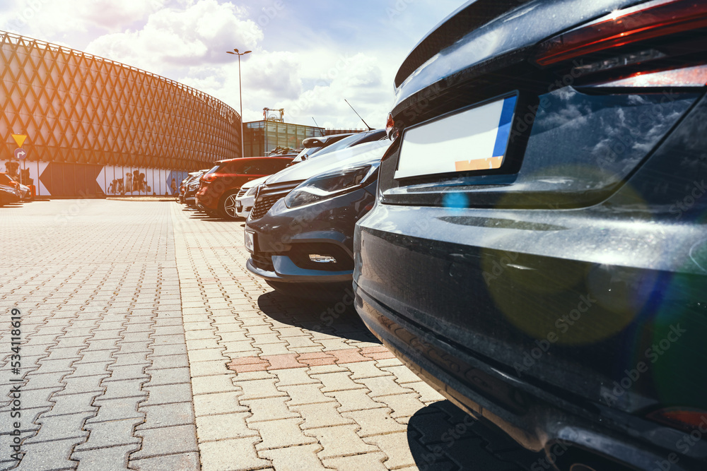 Garage car. Car lot parking space in underground city garage. Empty ...