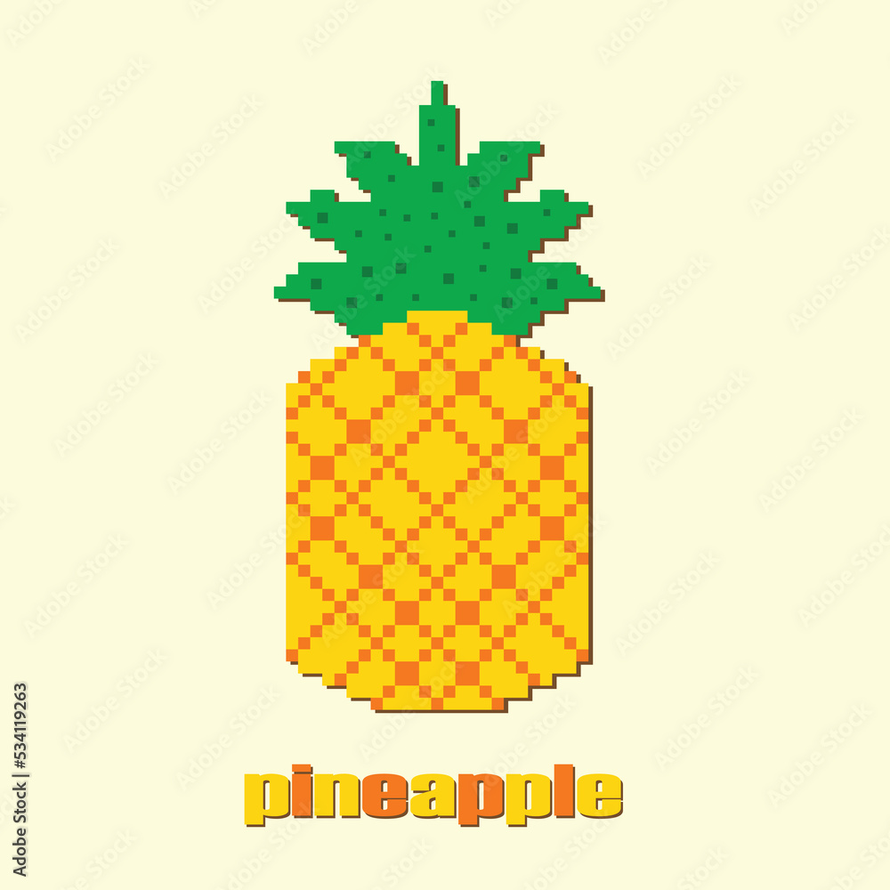 Pixel art pineapple on white background. vector illustration. Stock Vector | Adobe Stock