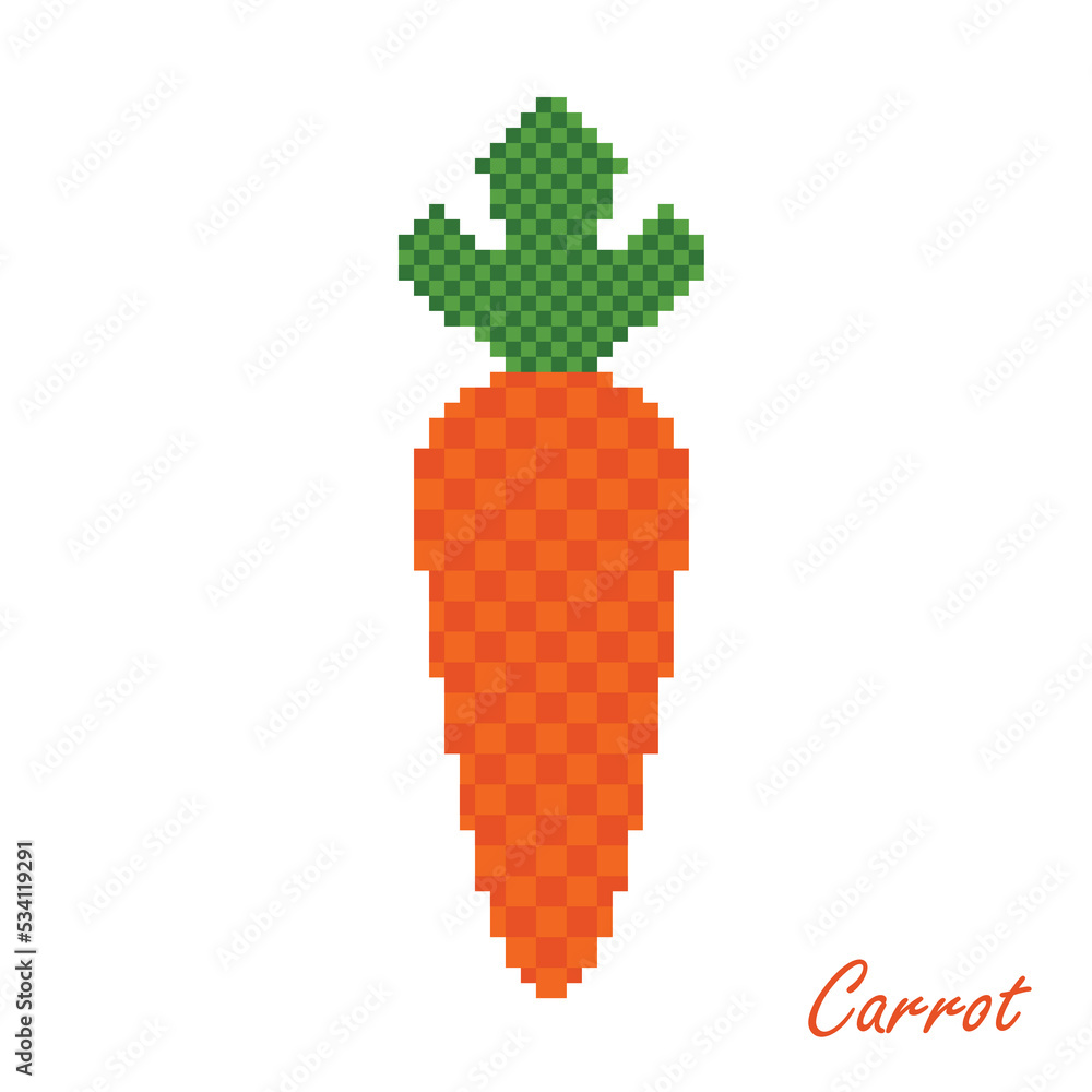 Pixel art carrot on white background. vector illustration. Stock Vector ...