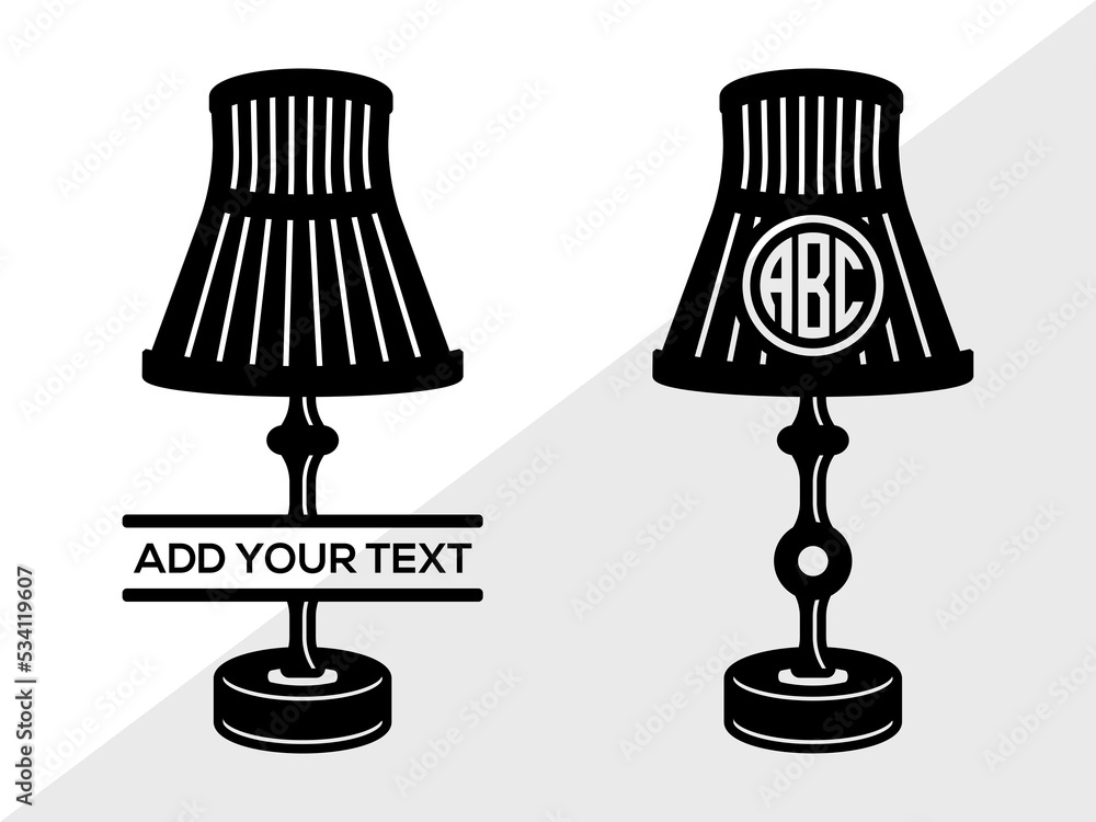 Lamp Monogram SVG, Lamp SVG, Table Lamp Svg, Desk Lamp Icon Svg, Lamp ...
