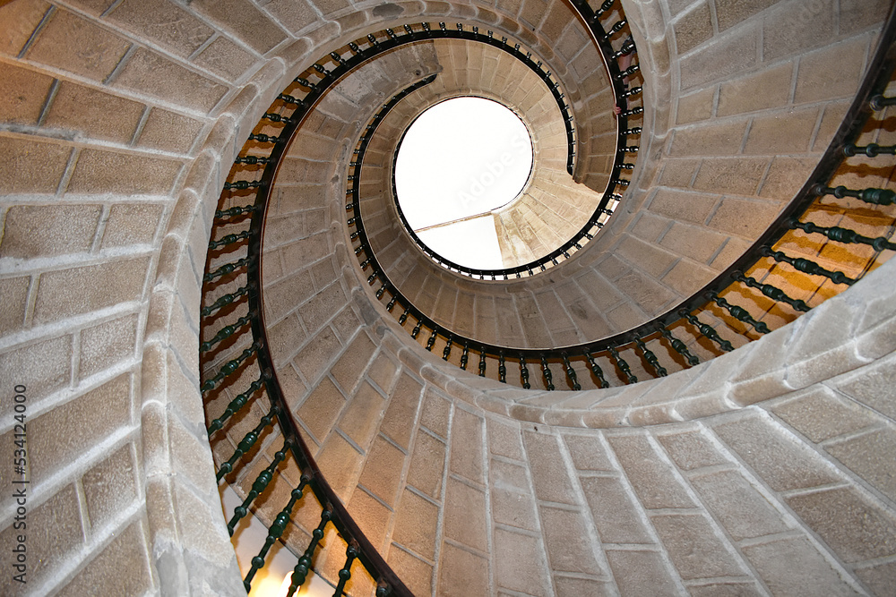 Famous triple helical stone staircase (designed by Domingo de Andrade ...