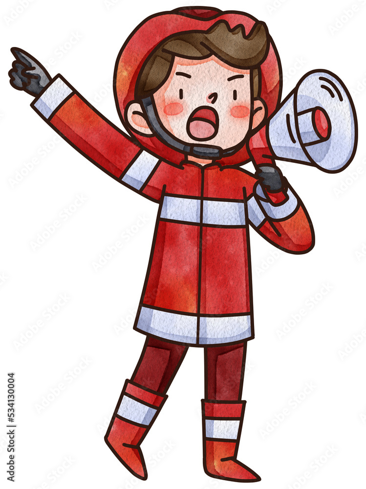 Firefighter, fireman character with fire fighting equipment tools ...