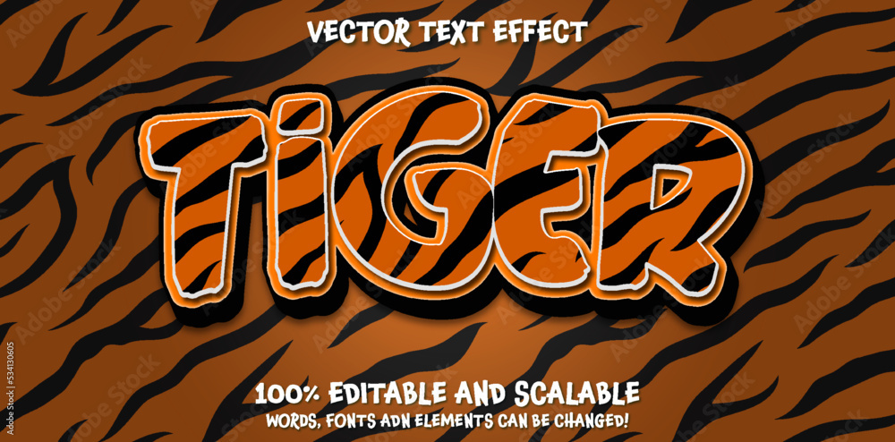 Tiger text, editable vector wildlife style letters font template on ...