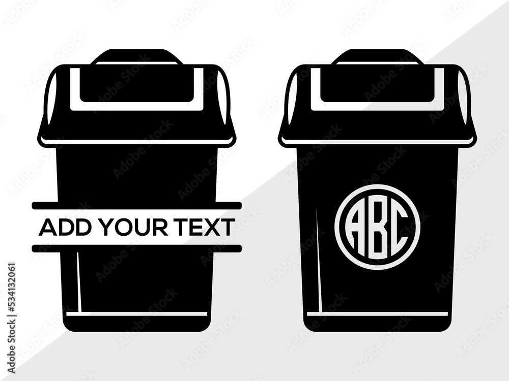 Trash Bin Monogram SVG, Trash Bin SVG, Split Monogram Svg, Trash Svg ...