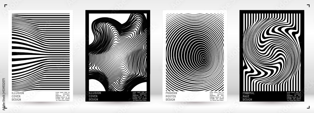 Geometrical Poster Design with Optical Illusion Effect. Minimal ...