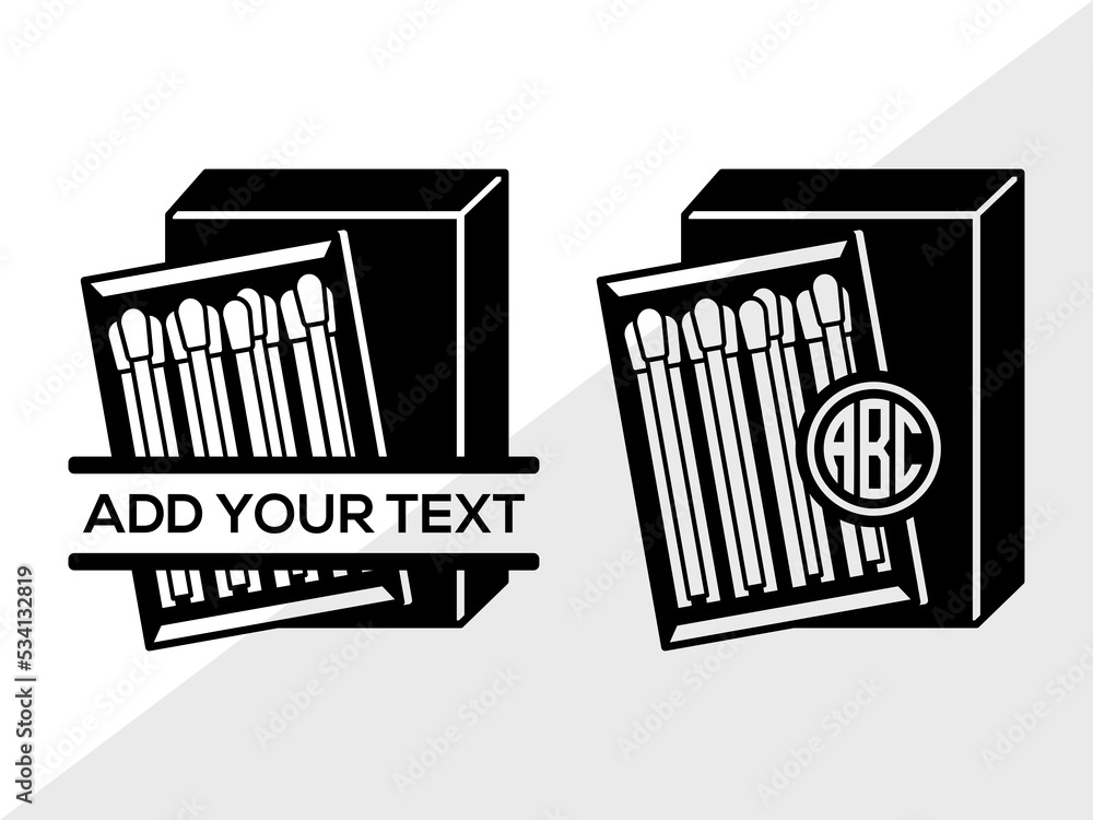 Match And Matchbox Monogram SVG, Circle Monogram Svg, Wooden Matches ...