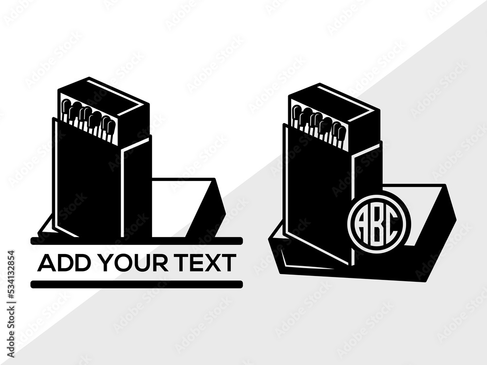 Match And Matchbox Monogram SVG, Circle Monogram Svg, Wooden Matches ...