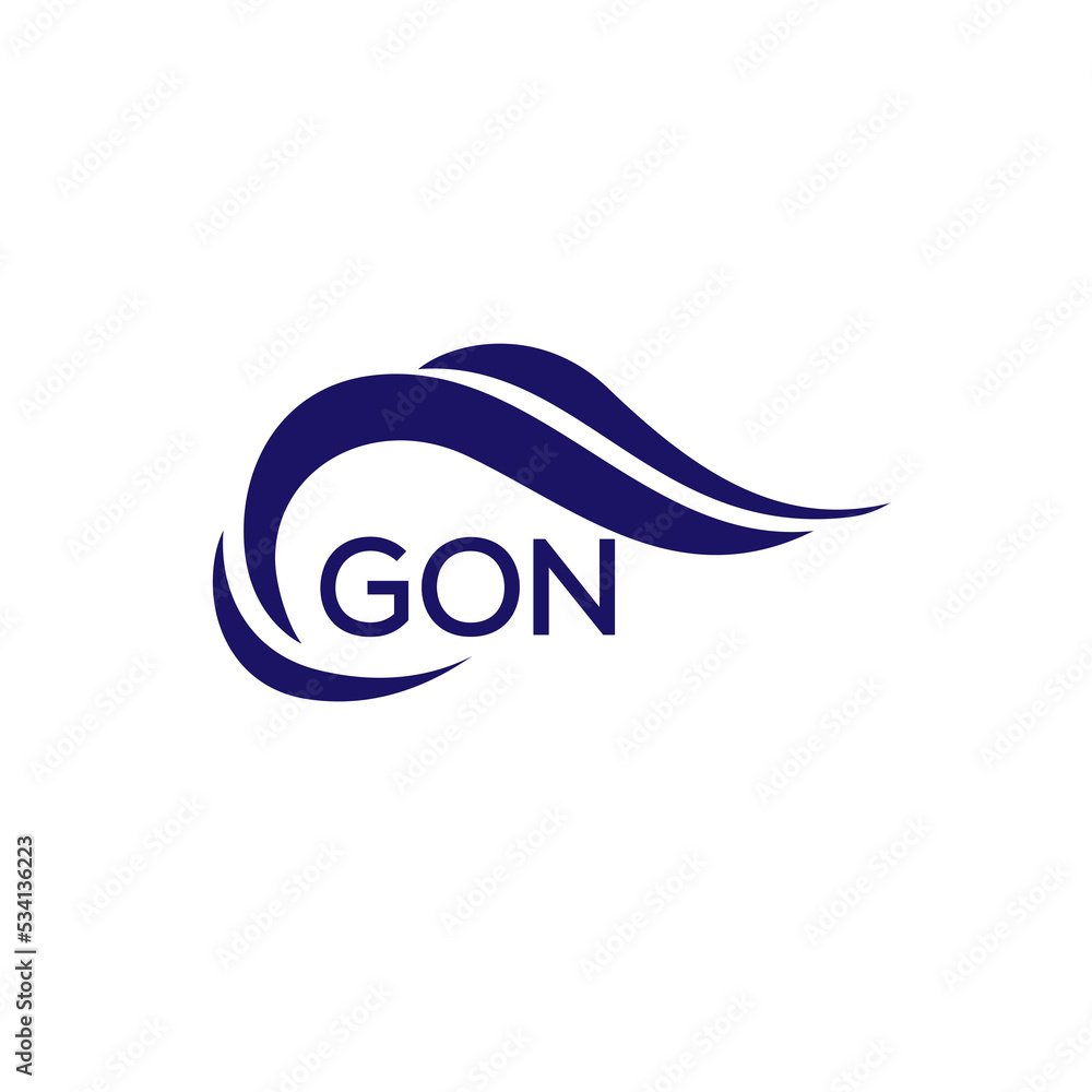 GON letter logo. GON blue image on white background. GON Monogram logo ...