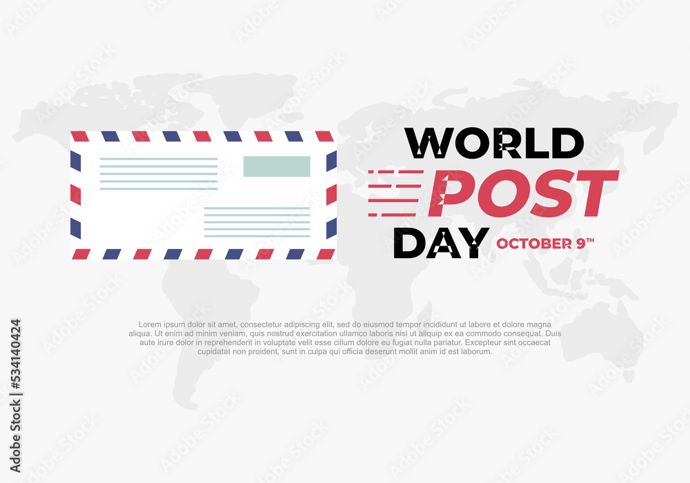 World post day background with letter and earth map celebrated on ...