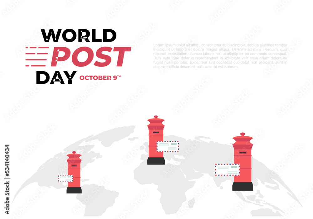 World post day background with red box and earth map celebrated on ...