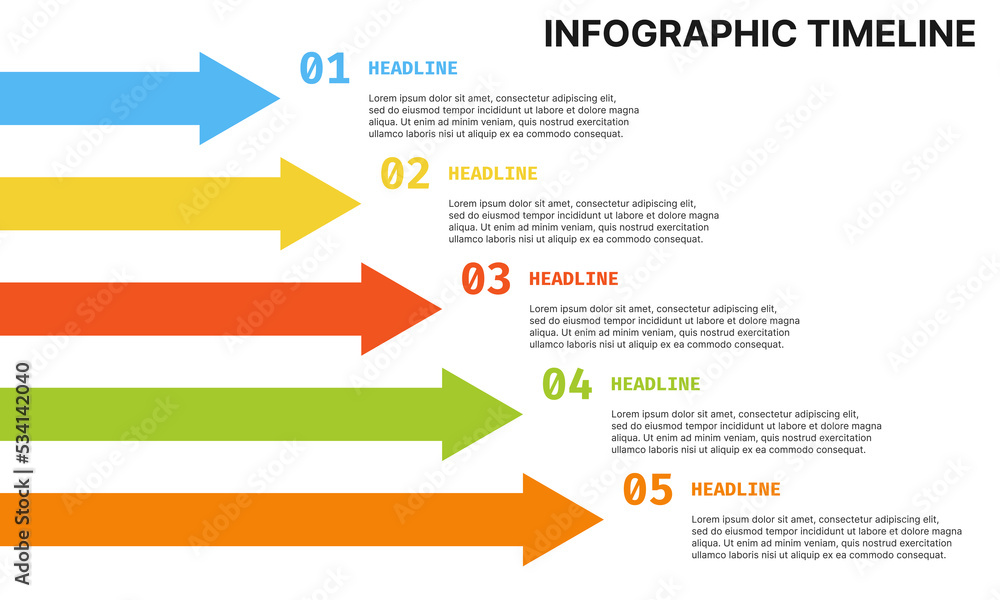 Business infographic timeline with arrow. Business infographic template ...