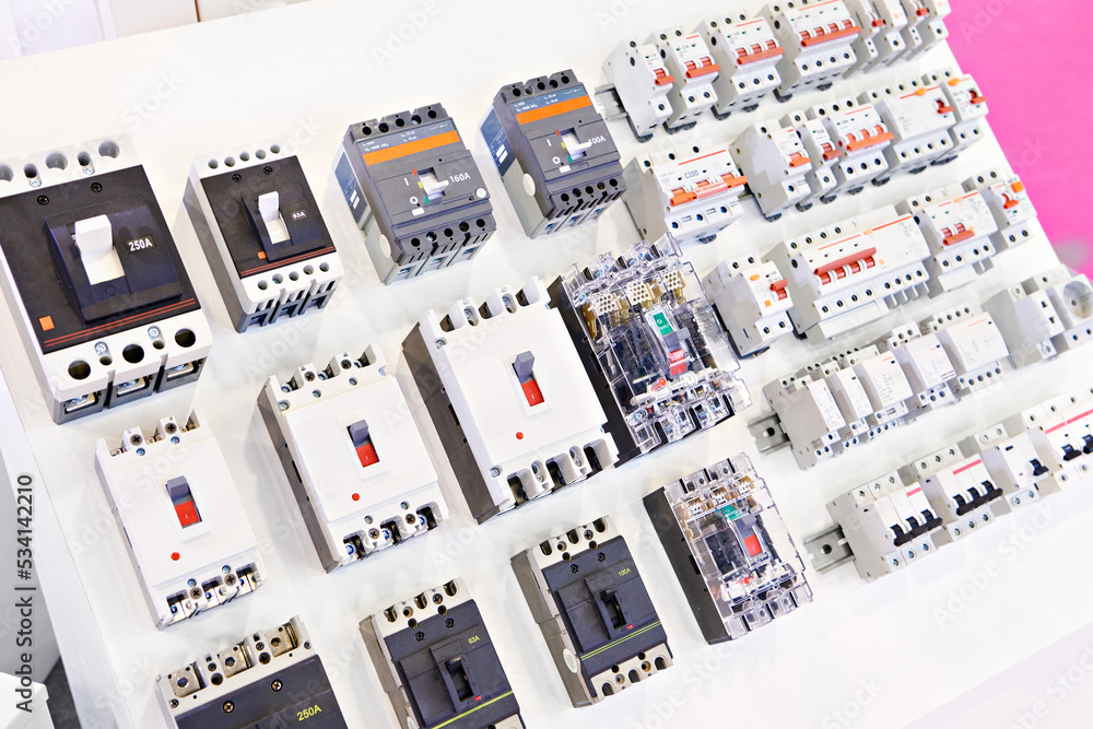 Power automatic electrical switches and modular equipment Stock Photo ...