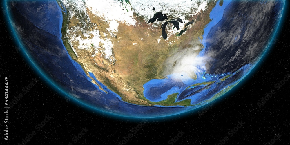 Hurricane Ian in Florida. Earth seen from space. Extremely detailed and ...