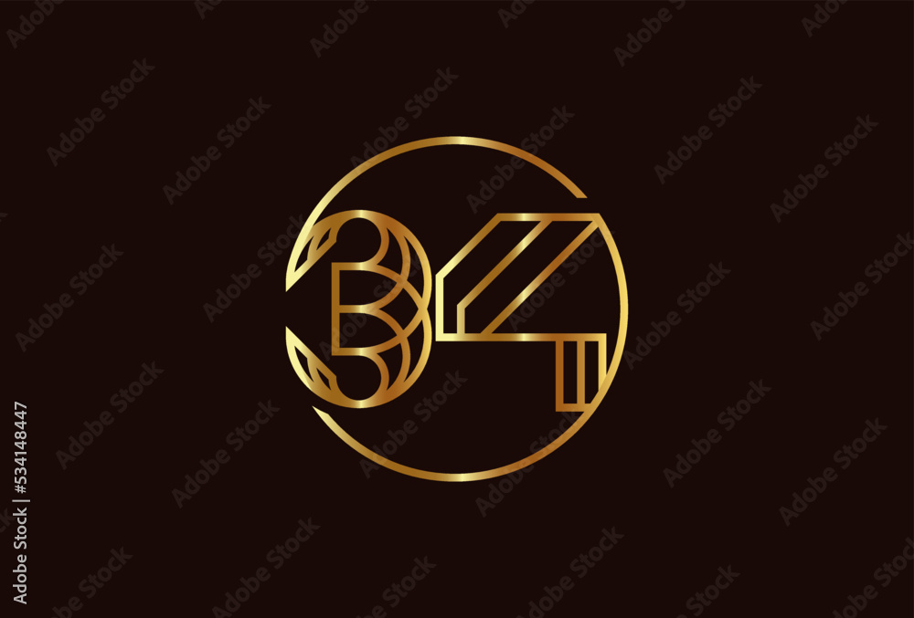 Number 34 Logo, Number 34 monogram line style inside circle can be used ...