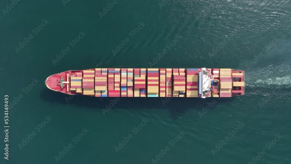 Cargo container Ship, cargo maritime ship with contrail in the ocean ...
