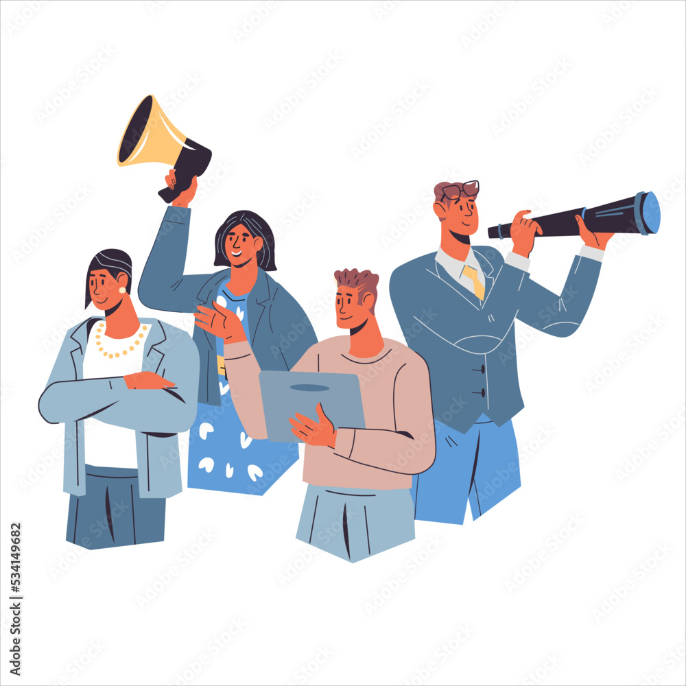 Collaboration and teamwork, best business team, flat cartoon vector ...