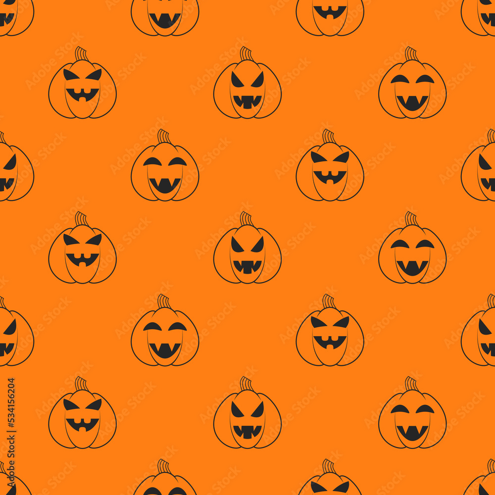 Halloween pumpkins seamless pattern. Halloween party background with ...